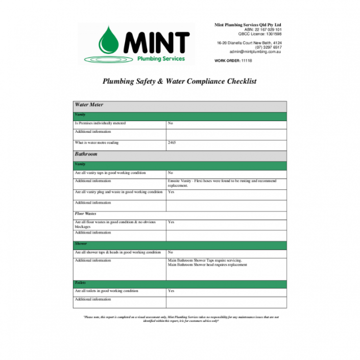 What is a Maintenance Inspection Checklist? - Mint Plumbing Services